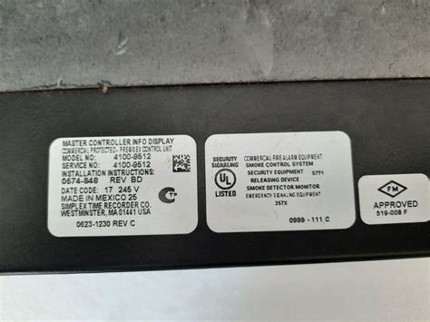 simplex 4100 9512 fire alarm panel simplex master controller unit at