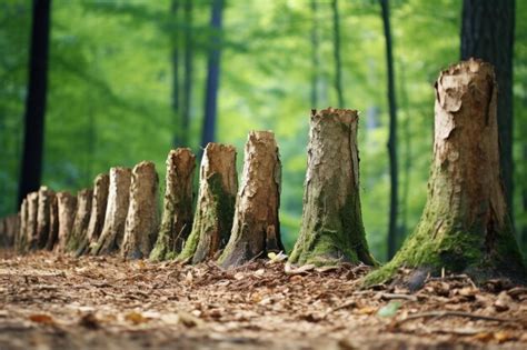 premium ai image a row of tree trunks showing various stages of growth