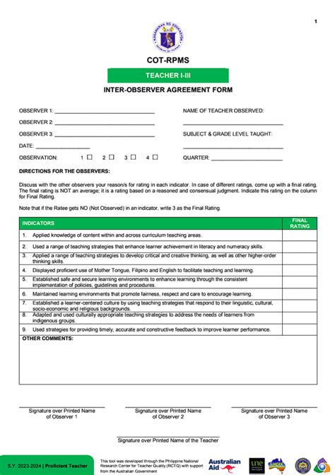 Updated Cot Forms Sy Teach Pinas Deped Community Facebook