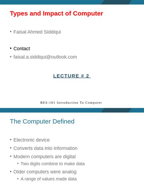 Lecture 2 Types And Impact Of Computers Brief Introduction Pdf