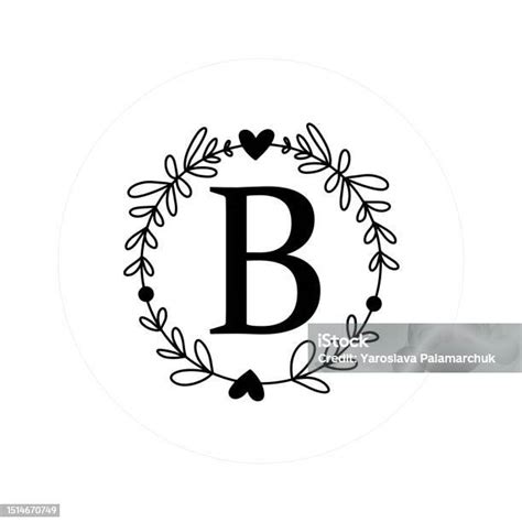 둥근 꽃 프레임이 있는 문자 B 이니셜 벡터 모노그램 로고 Cricut 파일 0명에 대한 스톡 벡터 아트 및 기타 이미지 0명 기업 비즈니스 꽃 식물 Istock