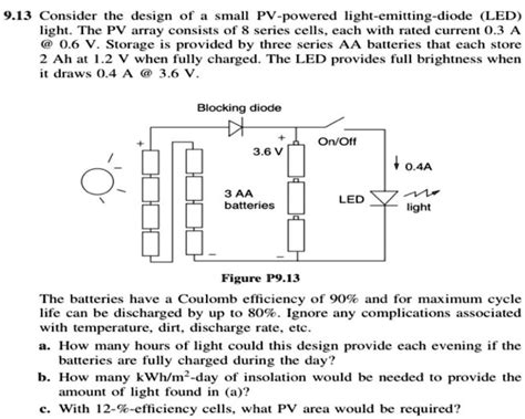 9 13 consider the design of a small pv powered light emitting diode led light the pv array