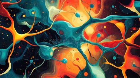 Neuroscience Illustration, Colorful Neural Network Illustration in Brain, Representing Mental ...