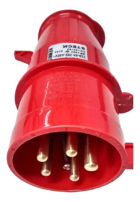 Plugue Industrial 3p N T 32a 380 440v Vermelho N5276 Steck Em Tomada