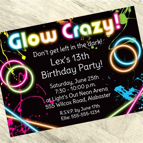 Blacklight Party Invitations