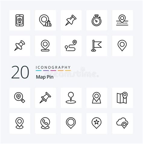 20 Map Pin Line Icon Pack Like Location Pin Building Navigation Compass