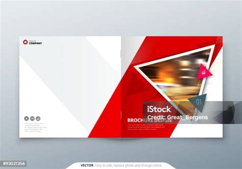 브로셔 디자인 광장 빨간 기업 사각형 템플릿 브로슈어 보고서 카탈로그 잡지 소책자 레이아웃 현대 삼각형 모양 추상적인 배경입니다 크리에이 티브 브로셔 벡터 개념 0명에 대한