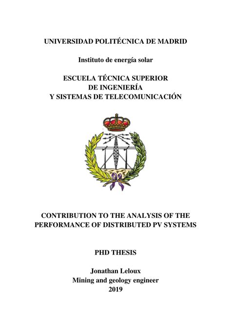 pdf contribution to the analysis of the performance of distributed pv