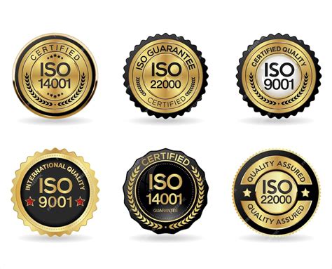 Premium Vector Iso Certification Gold And Black Badge Collection