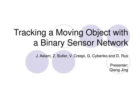 ppt tracking a moving object with a binary sensor network powerpoint