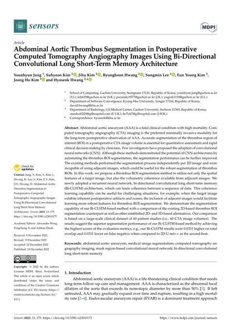 Pdf Abdominal Aortic Thrombus Segmentation In Postoperative Computed