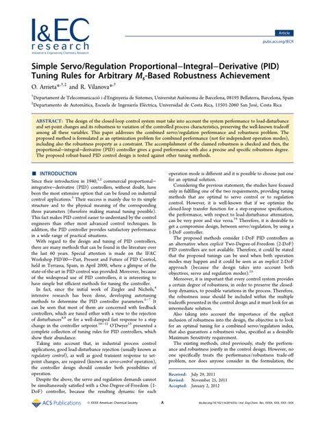 PDF Simple Servo Regulation ProportionalIntegralDerivative PID Tuning Rules For Arbitrary