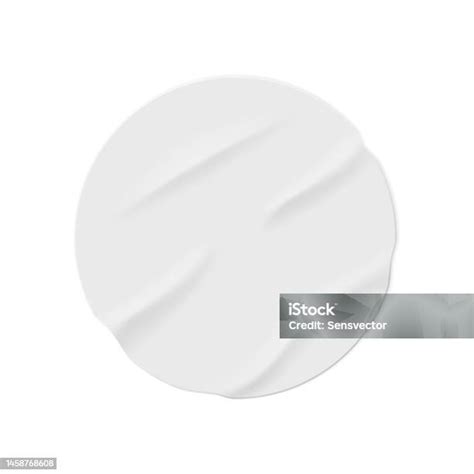 종이로 만든 둥근 빈 무색 스티커 원 모양의 고립된 주름지고 접착된 조각 복사 공간이 있는 모형 현실적인 스타일의 벡터 원형에