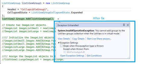 WinForms API Validate If The ListVIew Is In Virtual Mode And Throws
