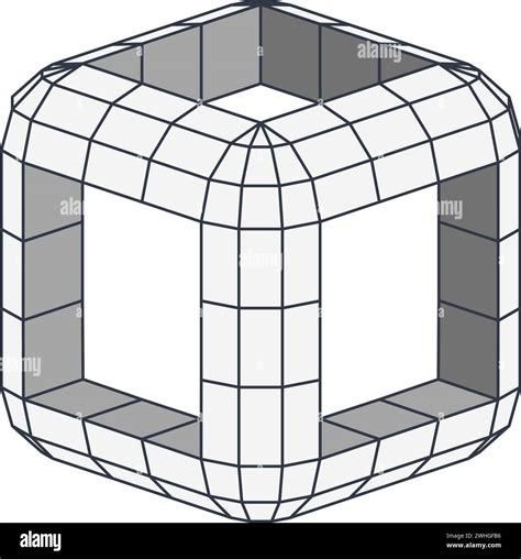 Monochrome Geometric Cube With Abstract Grid Pattern Vector Stock