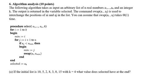 solved 6 algorithm analysis 10 points the following