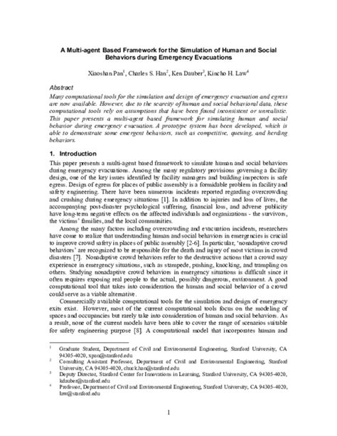 Pdf A Multi Agent Based Framework For The Simulation Of Human And
