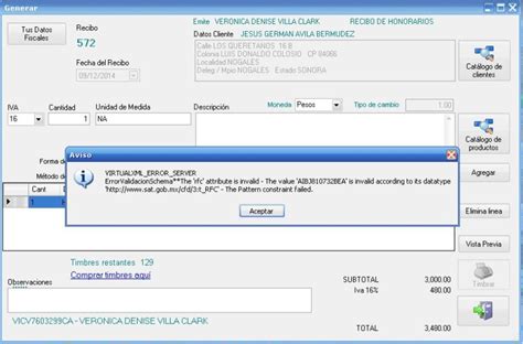 Errorvalidacionschema The Rfc Attribute Is Invalid Mx