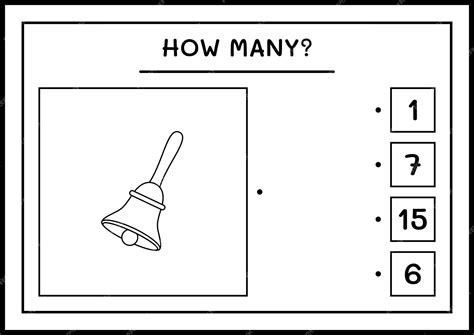 얼마나 많은 크리스마스 벨 어린이를 위한 게임 벡터 일러스트 레이 션 인쇄용 워크시트 프리미엄 벡터