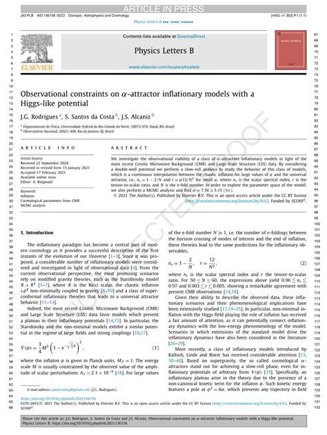 Pdf Observational Constraints On α Attractor Inflationary Models With A Higgs Like Potential