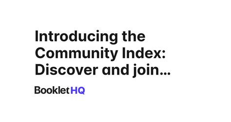 Introducing The Community Index Discover And Join Groups Booklet Hq