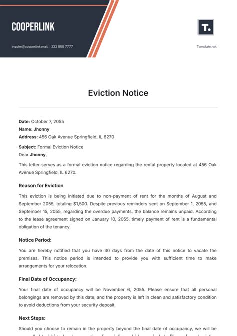 Free Eviction Notice Template To Edit Online