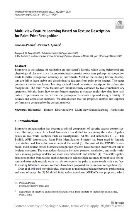 multi view feature learning based on texture description for palm print