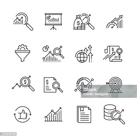 간단한 연구 및 분석 라인 아이콘 세트입니다 비즈니스 금융 데이터 그래프 차트 감사 성장 0명에 대한 스톡 벡터 아트 및 기타