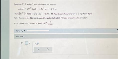 Solved Calculate E0 E and ΔG for the following cell Chegg com