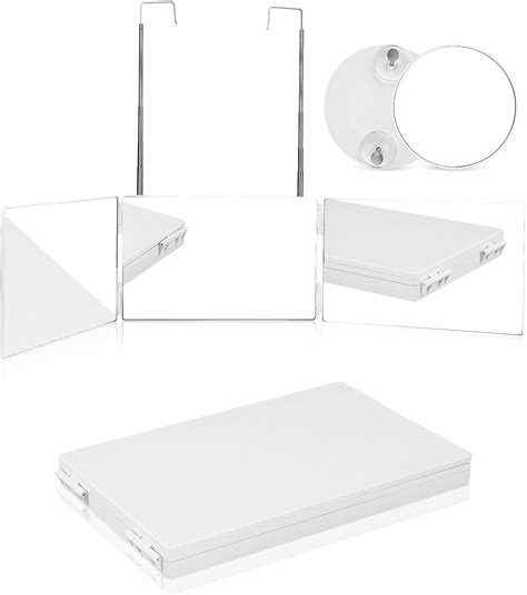 Miroir à Crochet à Trois Côtés 360° Avec Grossissement 10x Adapté à La Coiffure Au Rasage Et