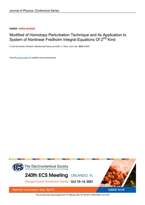 Pdf Modified Of Homotopy Perturbation Technique And Its Application