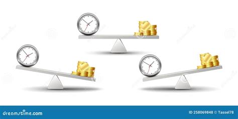Time Is Money On Scales Vector Illustration Stock Vector