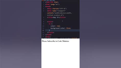 Day 37 Of 45 Days Html Challenge Style Tag In Html Codeminister Frontend Html Youtube
