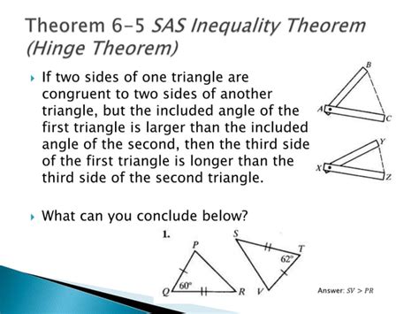 6 5 Inequalities In Two Triangles Ppt