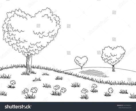 Heart Shape Tree Graphic Black White Stock Vector Royalty Free 1619763511 Shutterstock