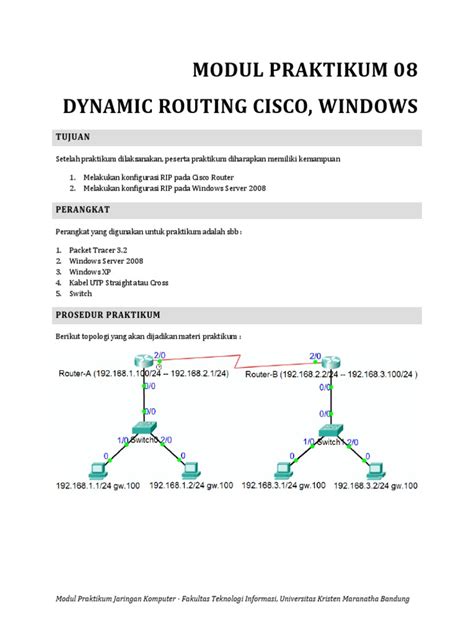 Modul Praktikum 08 Dynamic Routing Cisco Windows Pdf