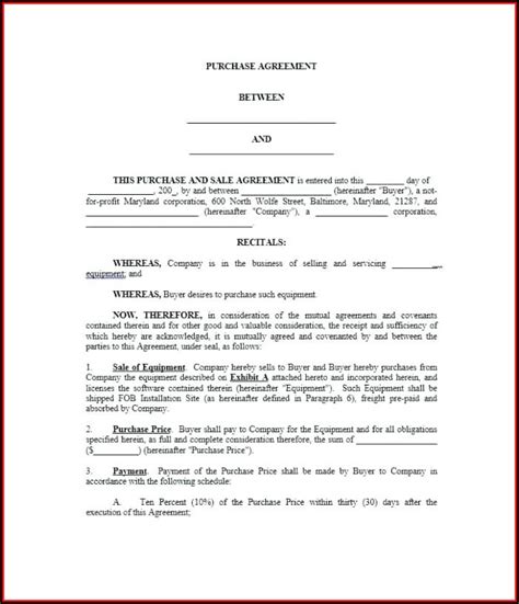 Goods Purchase Agreement Template Word Template 1 Resume Examples