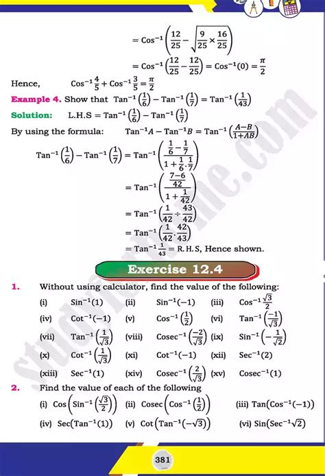 Graphs Of Trigonometric And Inverse Trigonometric Functions Unit 12 Mathematics 11th Text Book