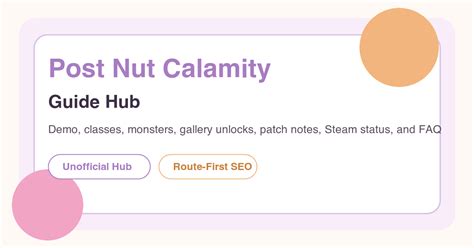 Post Nut Calamity Guide Démo Classes Monstres Et Faq