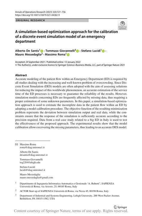 A Simulation Based Optimization Approach For The Calibration Of A Discrete Event Simulation