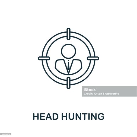 윤곽 선 스타일의 머리 사냥 아이콘 기호 인적 자원 아이콘 컬렉션의 크리에이티브 사인 컴퓨터 및 모바일용 씬 라인 헤드 헌팅 아이콘 레티클에 대한 스톡 벡터 아트 및 기타
