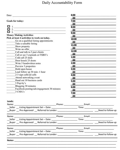Accountability Sheet Template Accountability Sheet Template