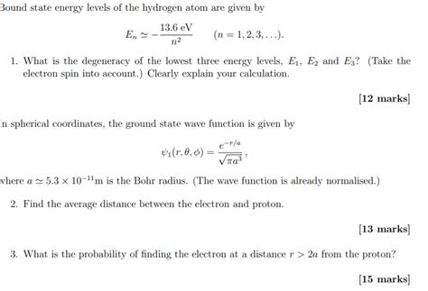 Solved Bound State Energy Levels Of The Hydrogen Atom Are