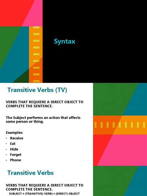 Pdce Transitive Intransitive Verbs Plus Do Oi And Subject And Object Complement 1 Pdf Verb