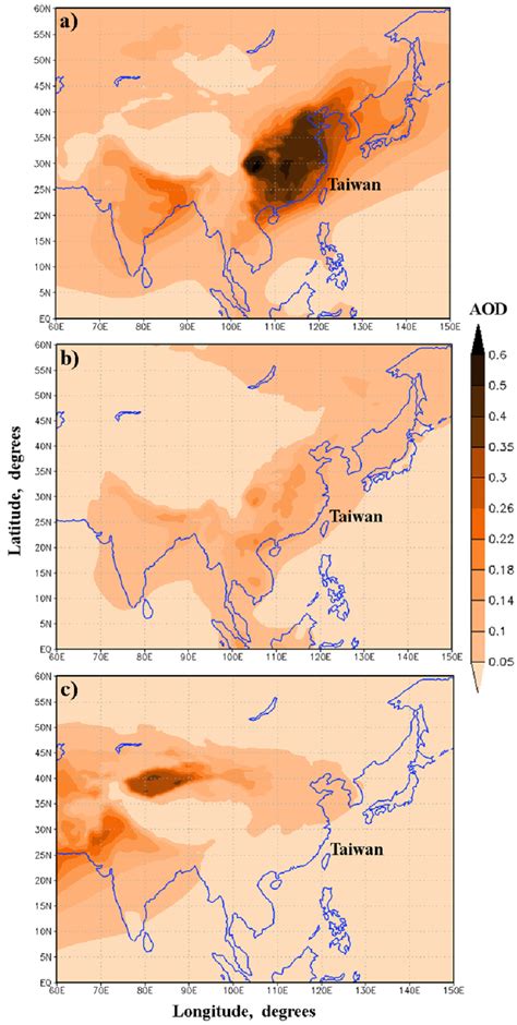 Spatial Distribution Of 15 Year Mean Merra Aod Of A Sulfate Aerosols