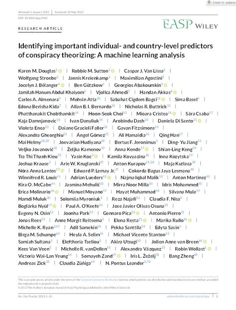 Identifying Important Individual‐ And Country‐level Predictors Of Conspiracy Theorizing A