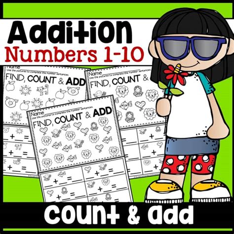 Count And Add Addition Worksheets Practice Numbers 1 10 Math Tpt