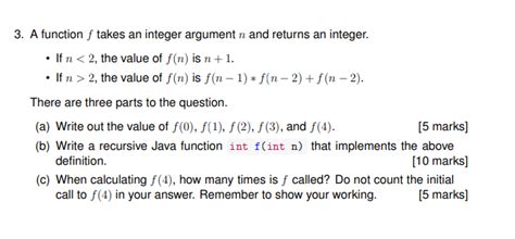 Solved 3 A Function F Takes An Integer Argument N And