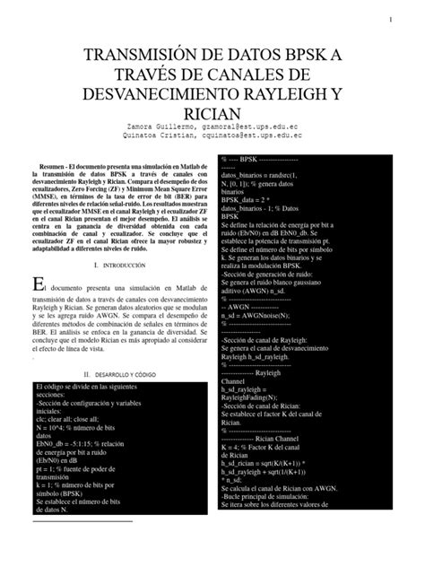 Simulacion Rayleigh Y Rician Pdf Transmisión De Datos Datos De