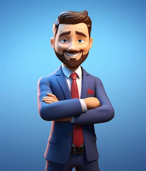 Premium Photo 3d Animated Man In A Suit And Tie Smiling And Posing